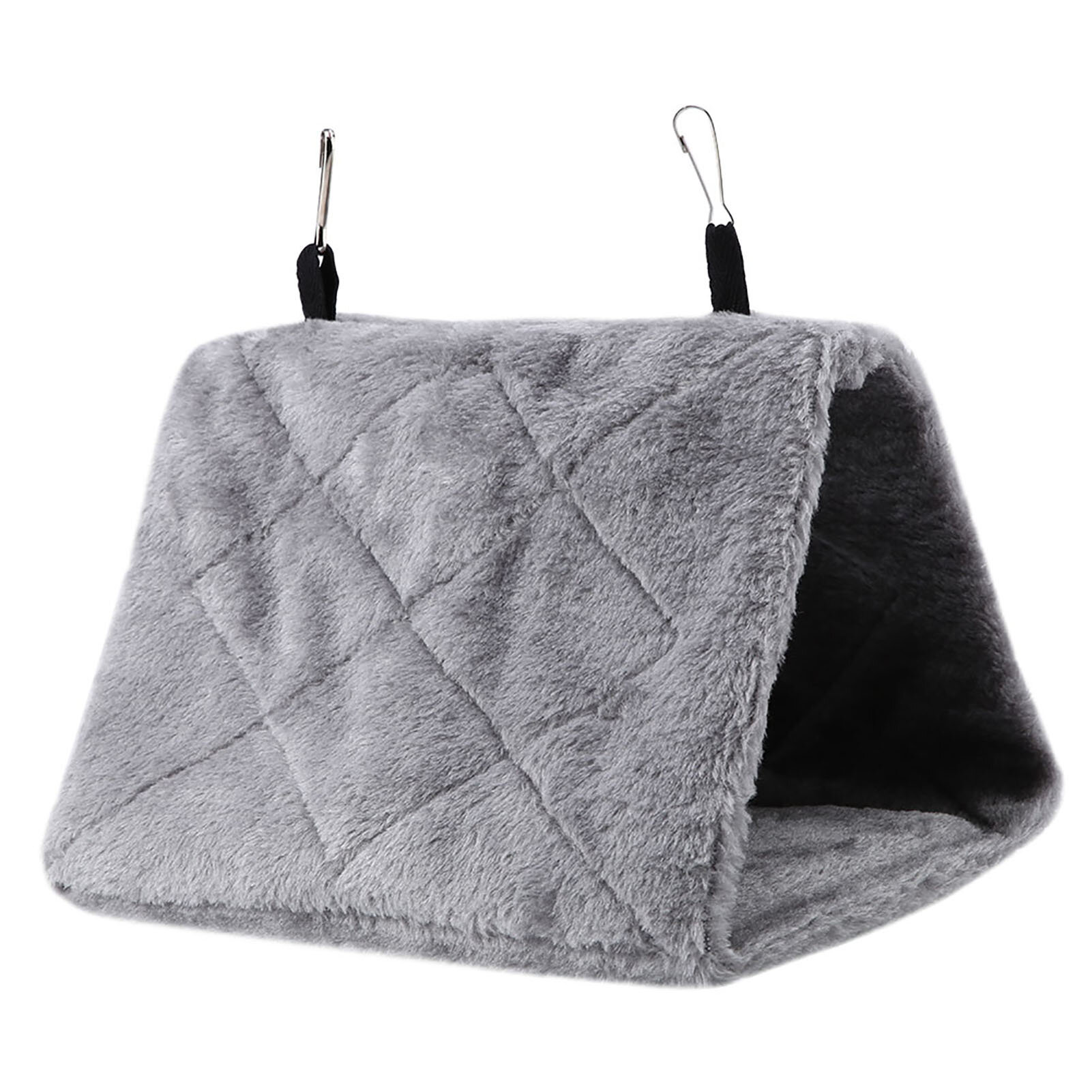 Мягкий плюшевый гамак-подвесная клетка для птиц и попугаев, зимняя теплая лежанка, игрушка для питомца (серый, размер S)