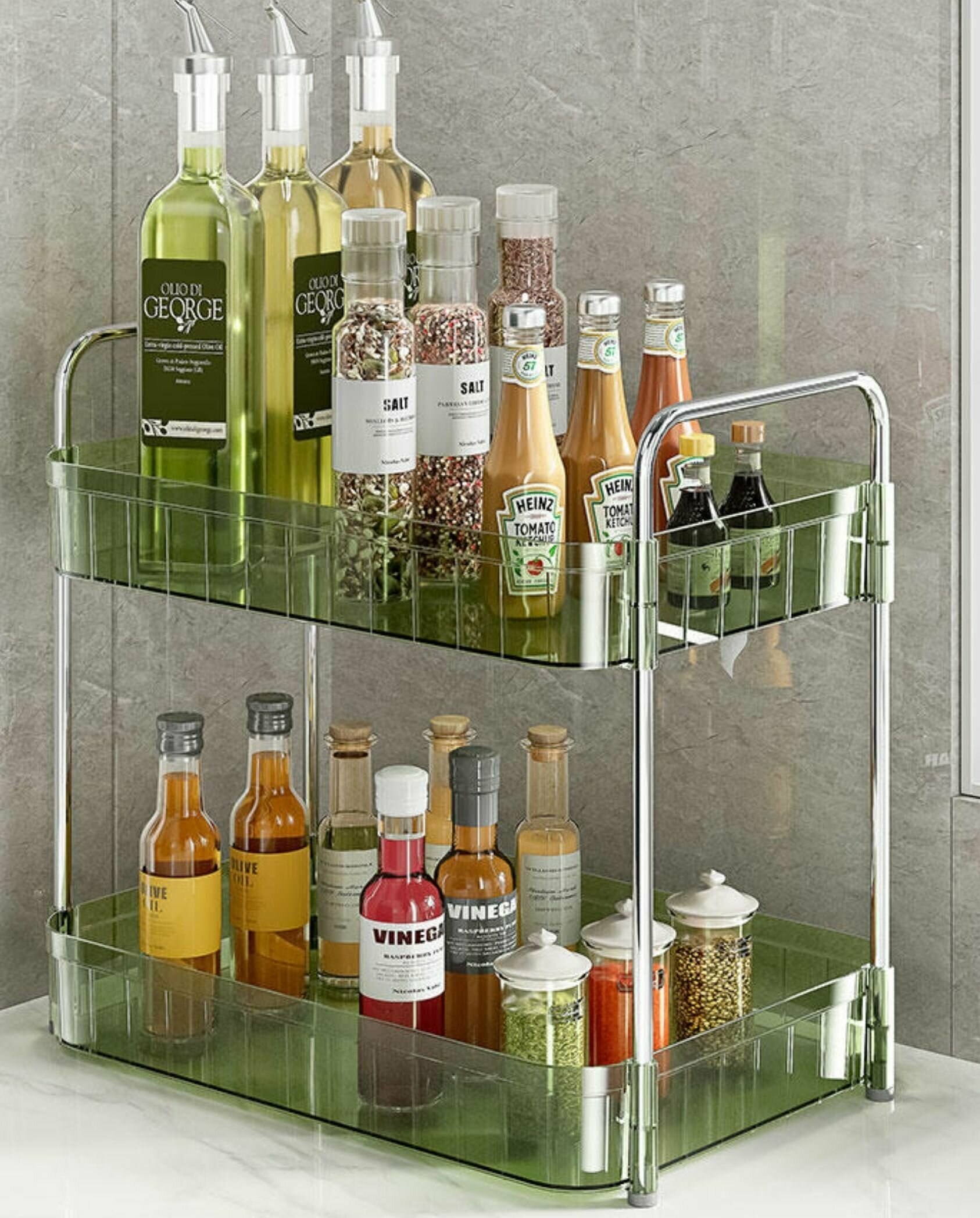 Этажерка настольная, органайзер для хранения, органайзер для косметики, полка для ванной, стеллаж , зелёный