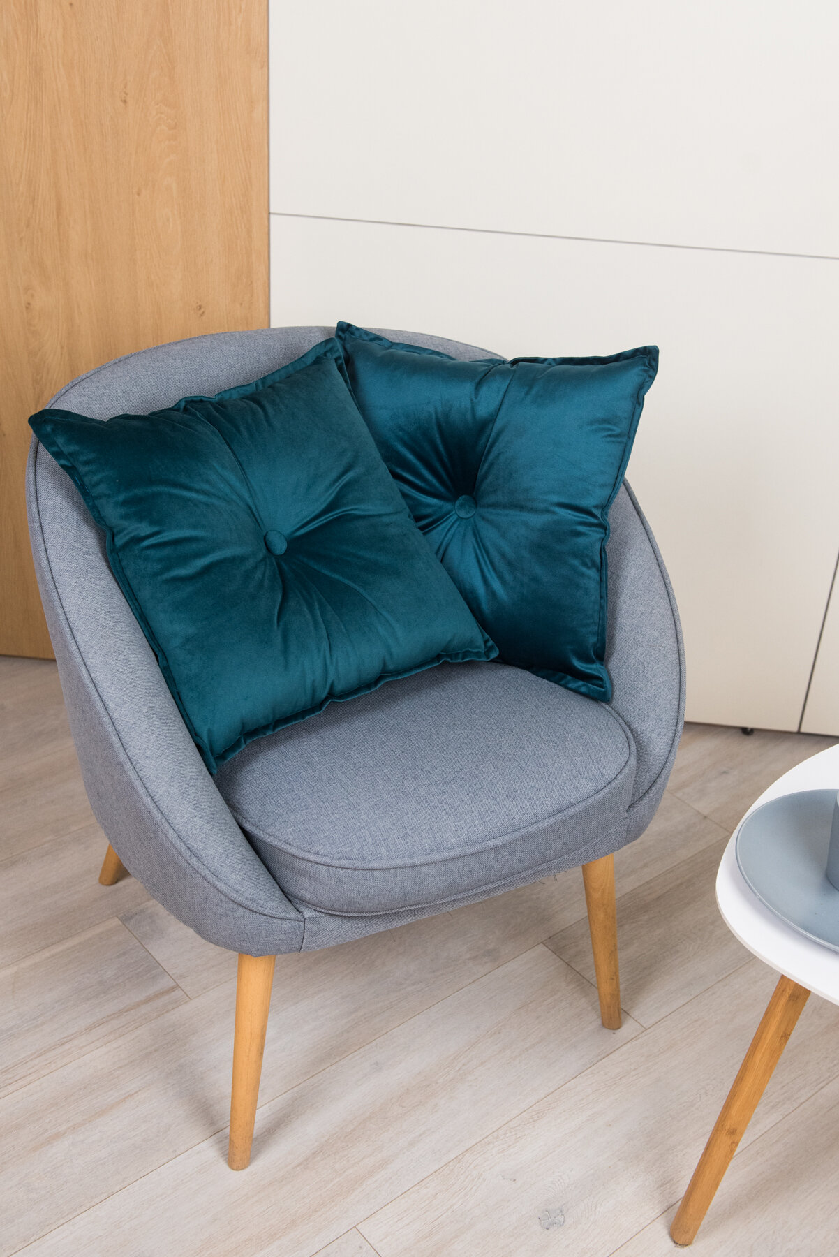 Комплект подушек 45х45 бархат с пуговицей с отстрочкой, морская глубина, 2 шт