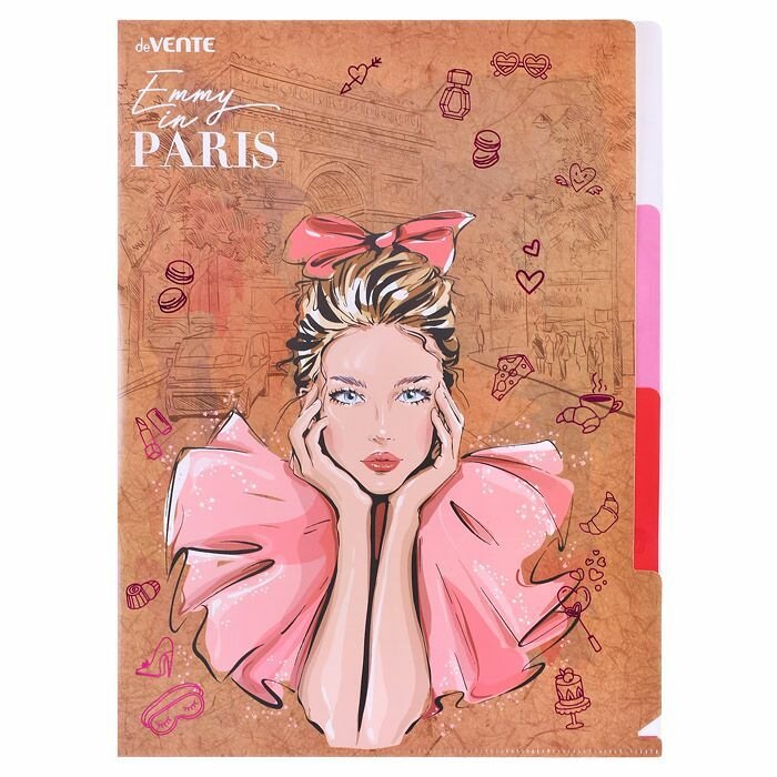 Папка-уголок deVENTE "Emmy in Paris", A4, 230х310 мм, 180 мкм, фактура "Крафт-имитация", 3 отделения (3074210)