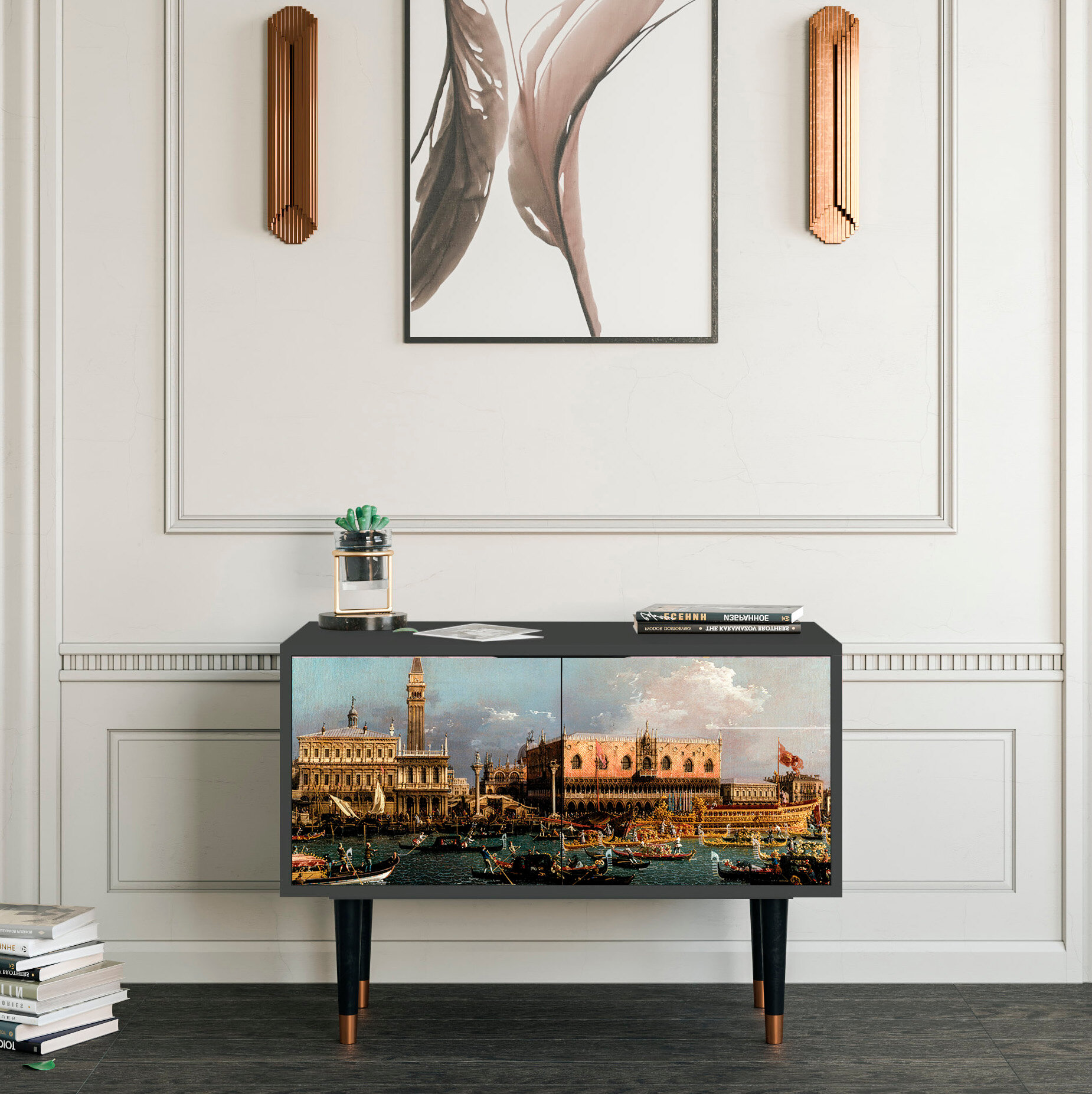 Комод - STORYZ - S1 The Bucintoro at the Molo on Ascension Day by Canaletto, Размер - 94 x 69 x 48 см, Цвет корпуса - , Антрацит