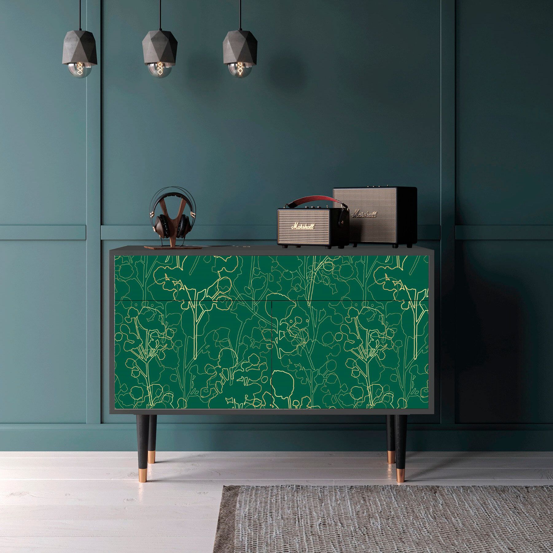 Комод - STORYZ - BS4 Emerald Forest, Размер - 115 x 85 x 48 см, Цвет корпуса - Антрацит