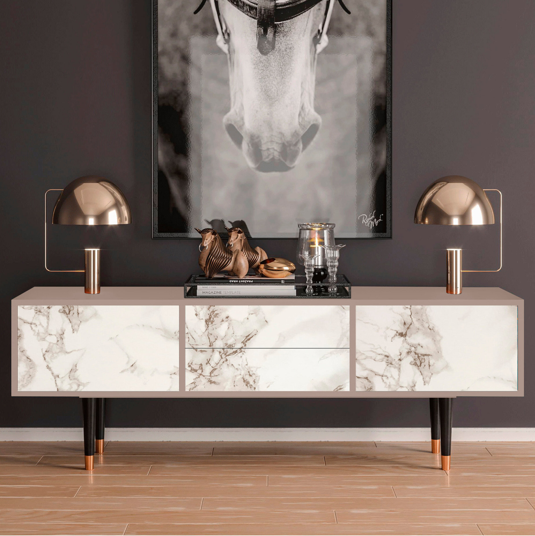 ТВ-Тумба - STORYZ - T4 Milk Marble, Размер - 170 x 59 x 48 см, Цвет корпуса - , Бежевый