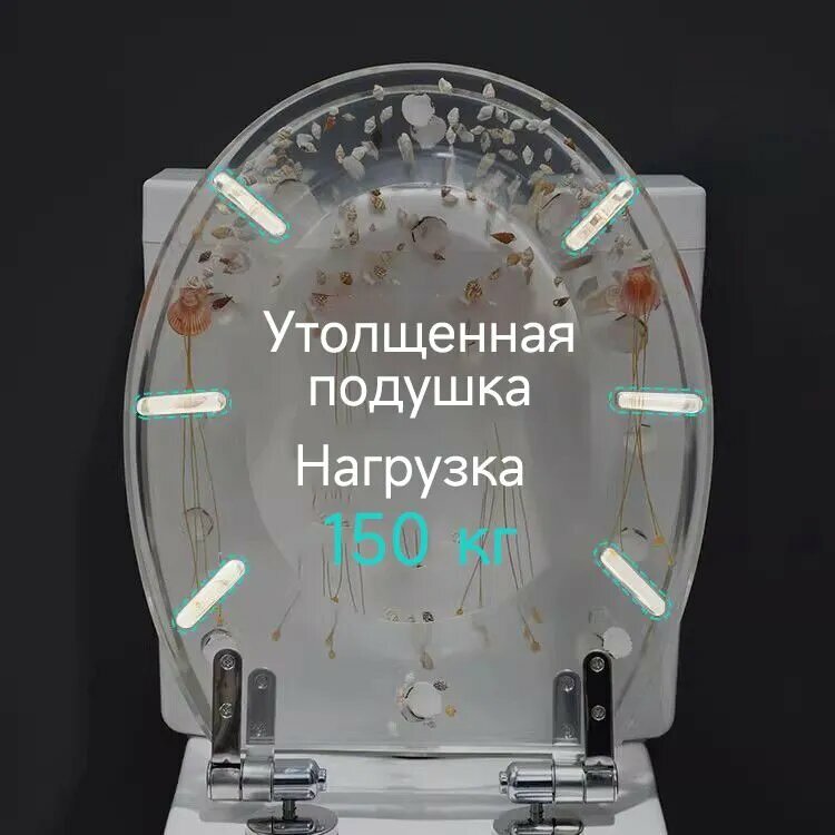 Сиденье для унитаза, утолщенный полимерный буфер, быстроразъемное, бесшумное сиденье для унитаза — фото 1