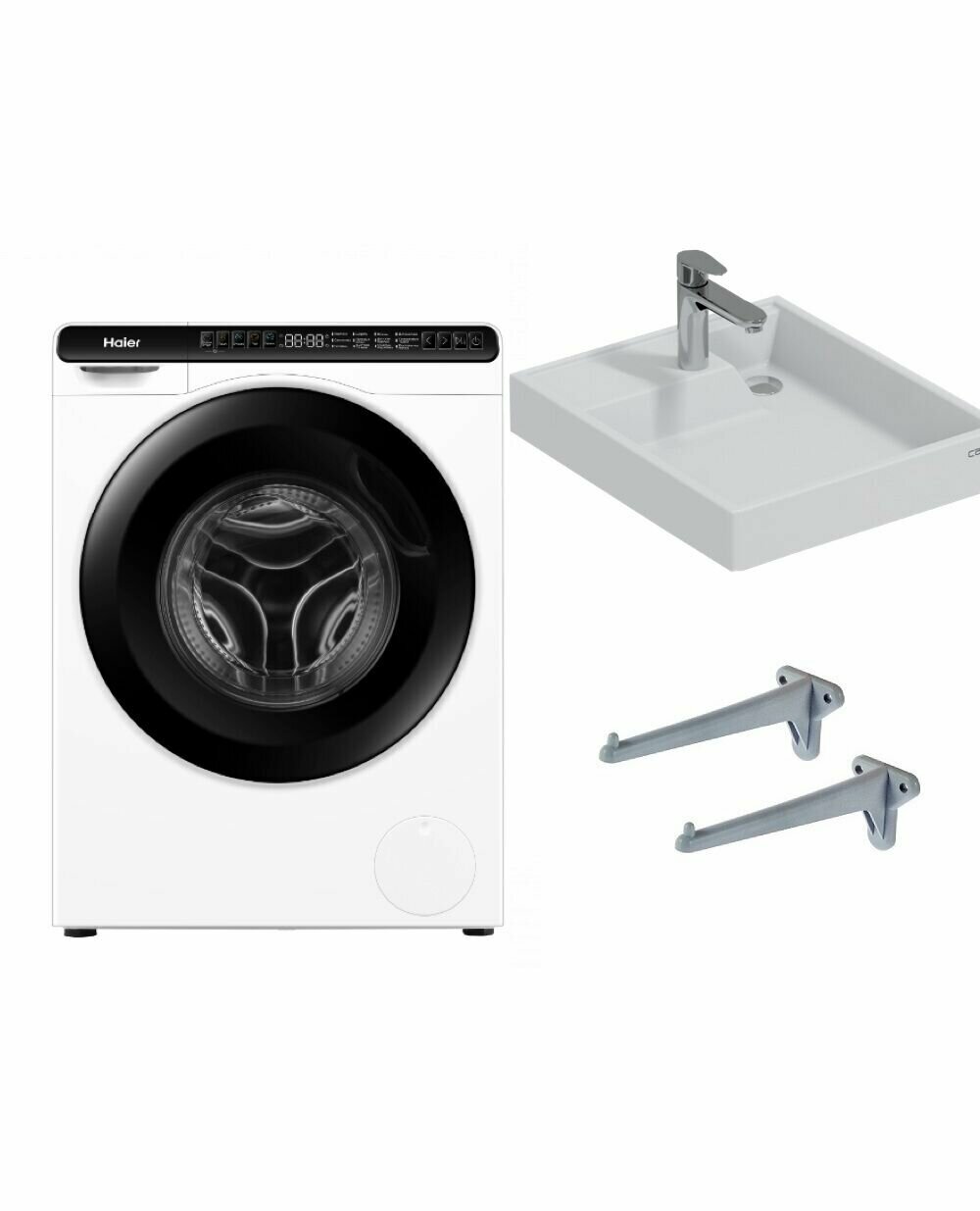 Стиральная машина мини с паром Haier HW50-BP1026 и раковина над стиральной машиной Юпитер мини