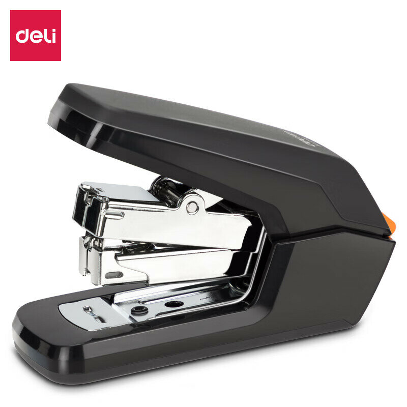 Deli Effortless Stapler, Compatible with 24/6 (12#) and 26/6 Staples, Office Supplies, Black 0370 (Staples not included)