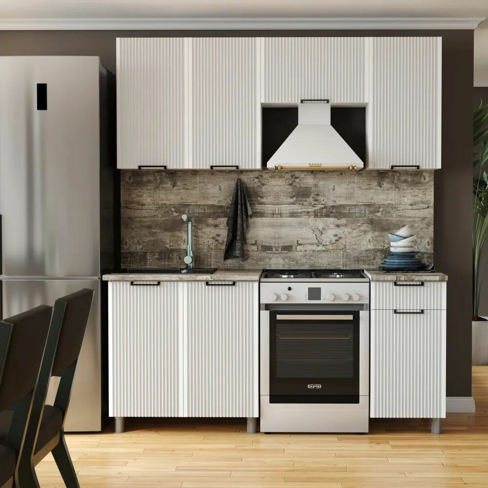 Кухня Кампео без столешницы 1.8 м Белый снег ЛДСП/МДФ 1800х430х2150 тэкс