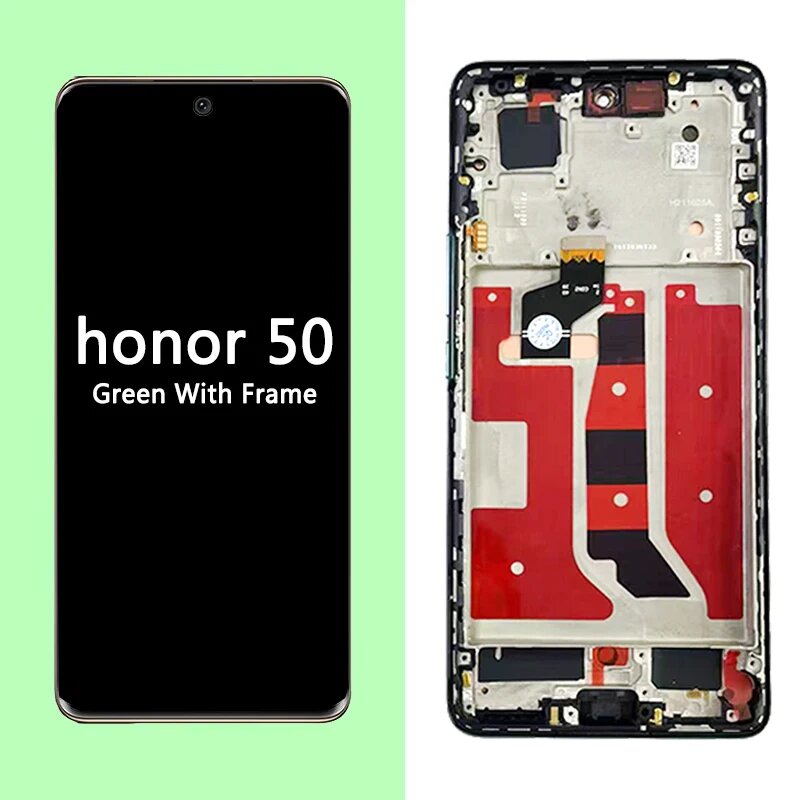 100% новый дисплей для Huawei Honor 50, ЖК-дисплей NTH-NX9 NTH-AN00, дигитайзер сенсорного экрана Honor50, запасные части для ЖК-дисплея With Green Frame