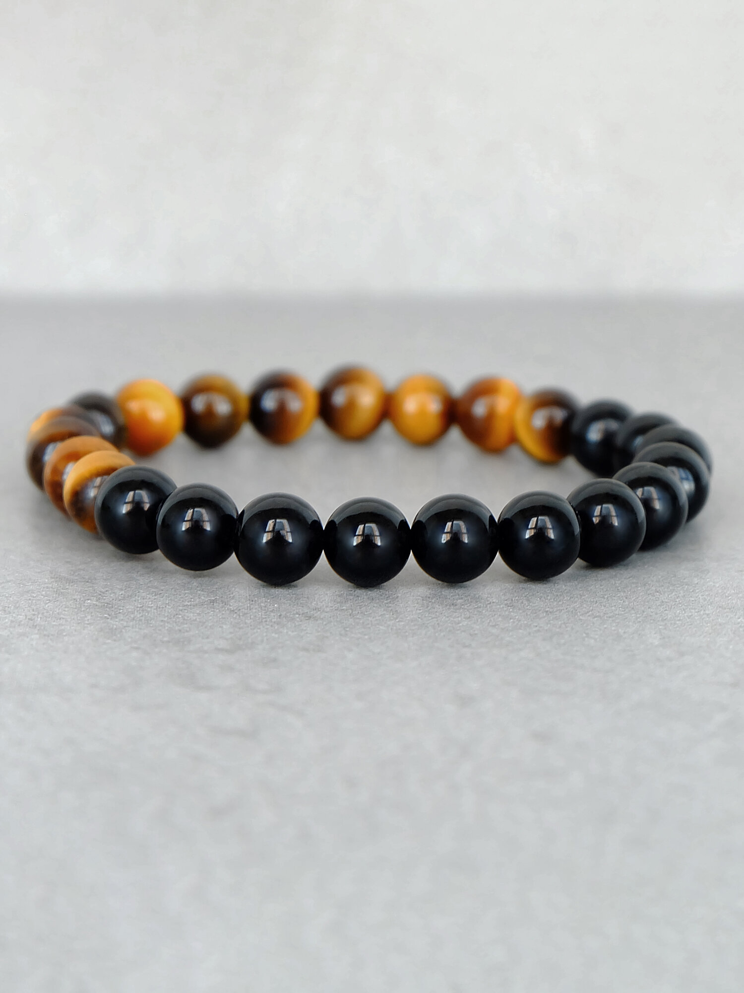 Браслет-нить, тигровый глаз, оникс
