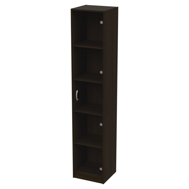 Стеллаж Меб-фф Стеллаж со стеклом СБ-2+А-6 цвет Венге 40/37/200 см