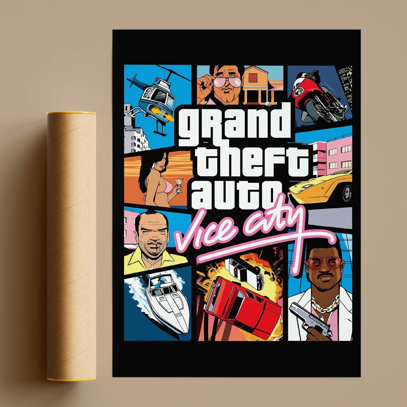 Постер ГТА Вай Сити 60х80 см без рамы/ Grand Theft Auto: Vice City/ GTA Плакат для интерьера, в подарок