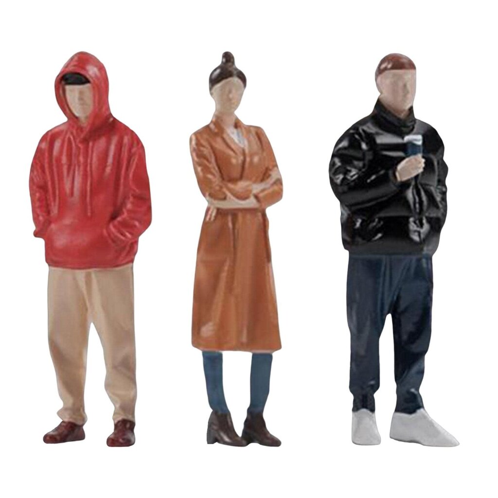 1/32 Масштабные фигурки 3pcs Прочные смоляные материалы, нарисованные миниатюра для украшения дома Диорамы и кукольные аксессуары