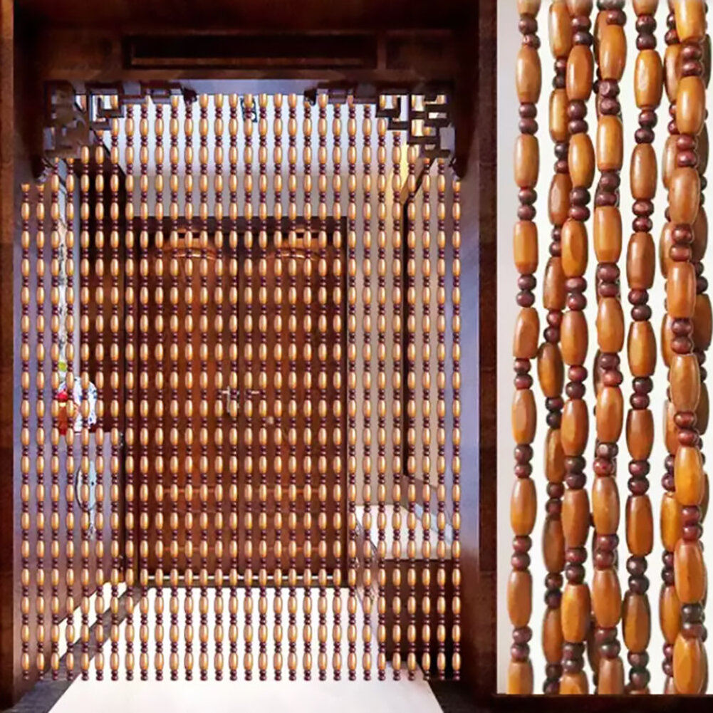 Деревянная штора занавеска в дверной проём из деревянных бусин 95х210 см