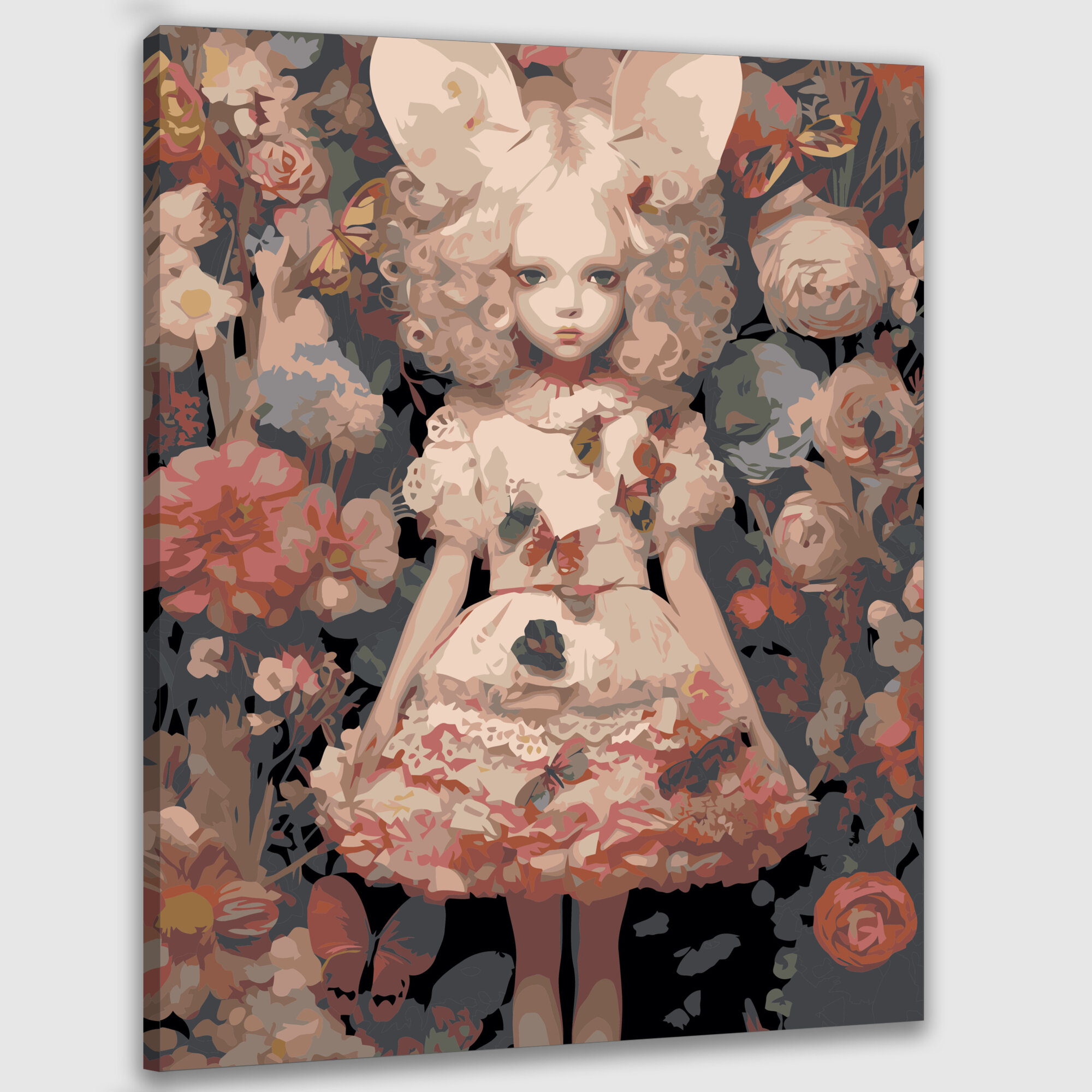 Картина по номерам 40x50 см, акварельная картина, винтажная кукла, миниатюрный мир, заколдованные существа, пышные сады