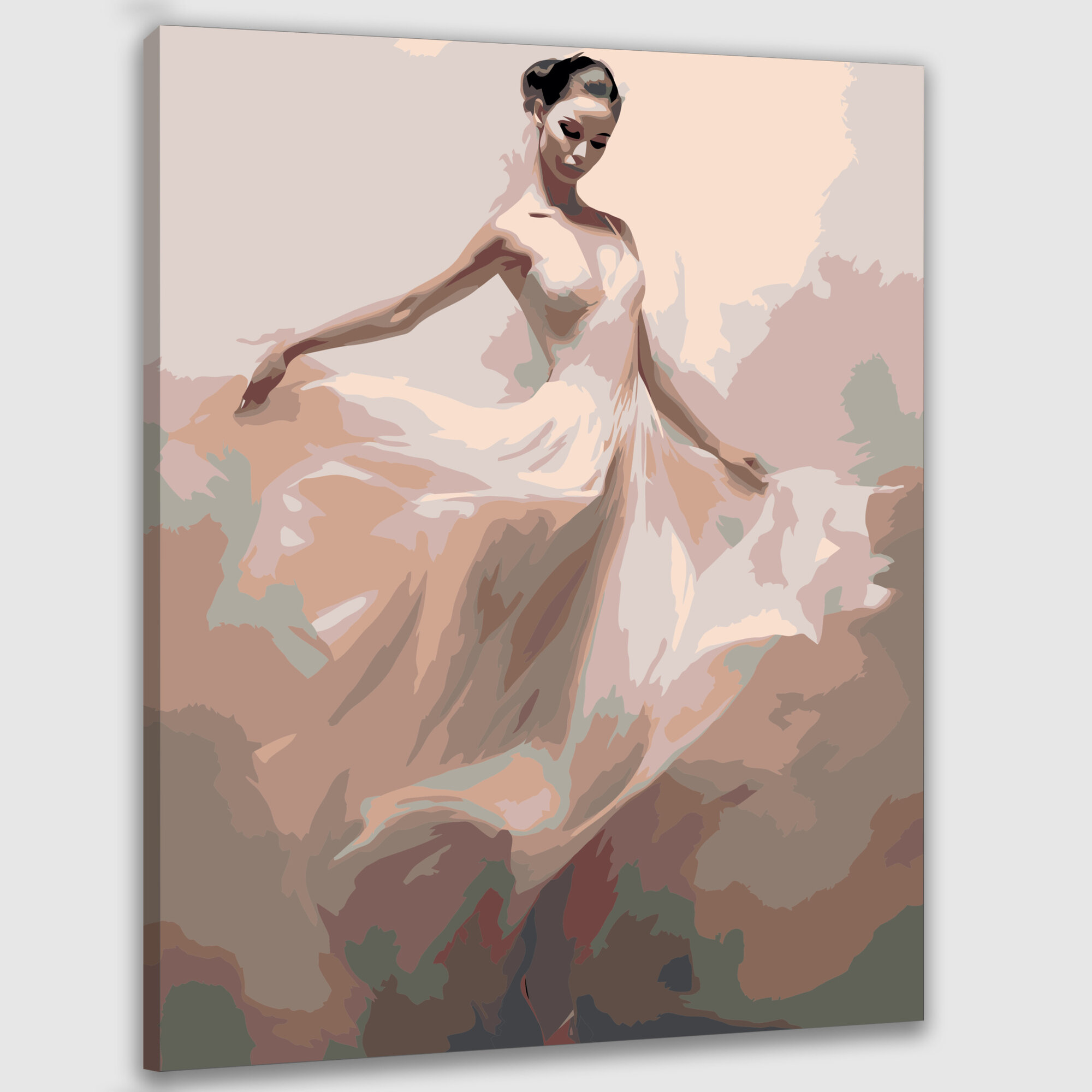 Картина по номерам 40x50 см, балерина, танец нежности, плавные движения, элегантные позы, мягкие пастельные тона