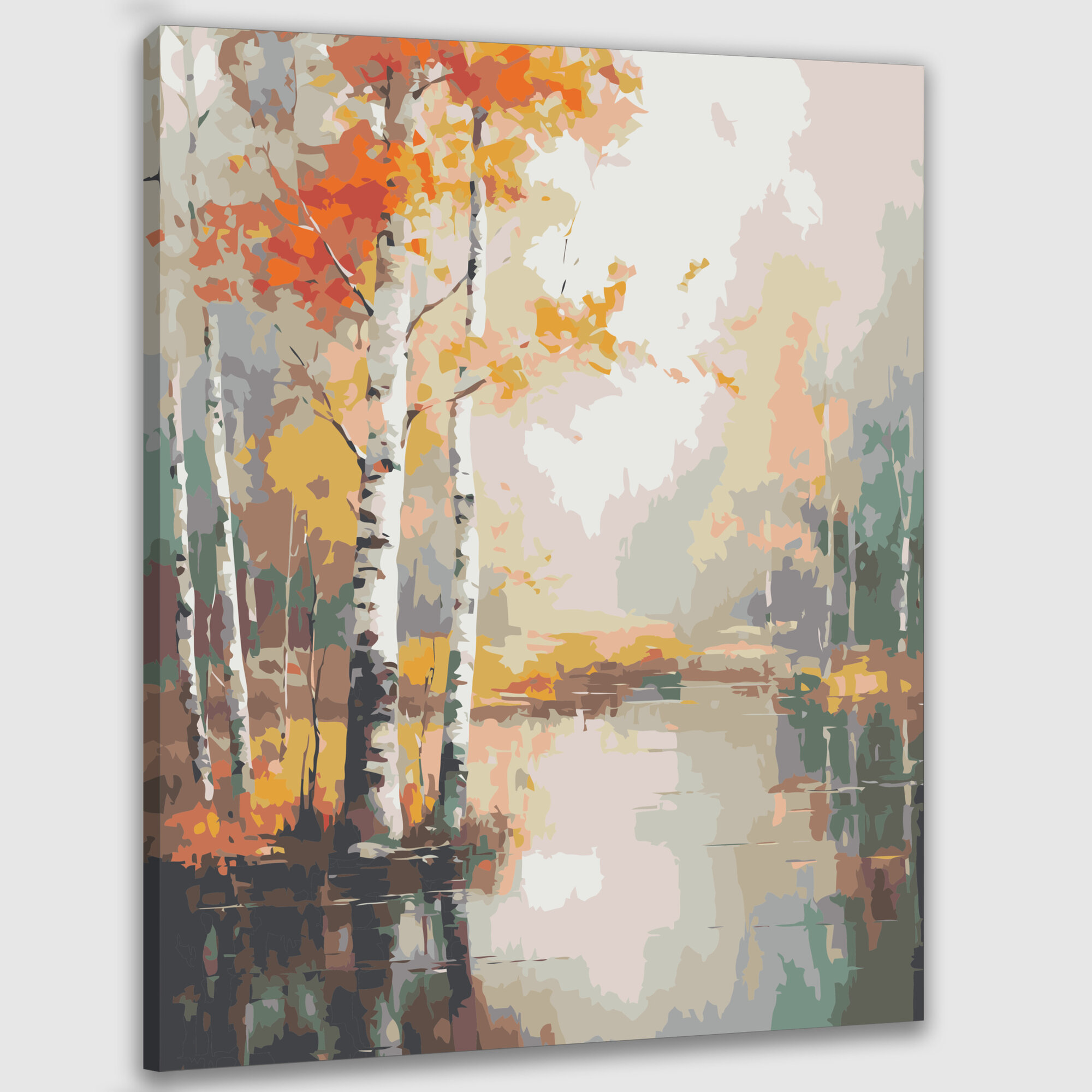 Картина по номерам 40x50 см, картина маслом, лес, деревья, мелодия, мазки кисти, цветовая палитра, гармония, свет