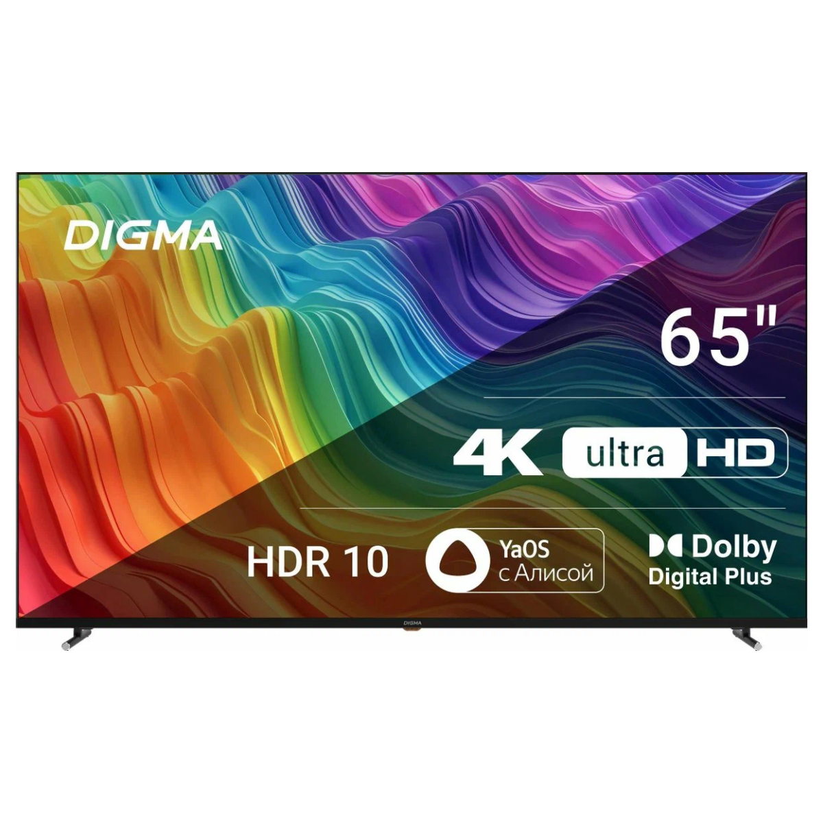 ЖК-телевизор Digma DM-LED65UBB33 диагональ 65", 4K Ultra HD, черный, смарт ТВ, YaOS