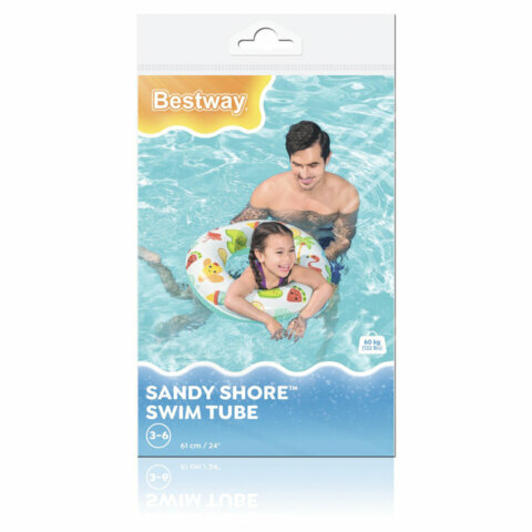 Надувной круг для плавания, диаметр 61 см, 3-6 лет, до 60 кг, ассорти, BESTWAY, 36014