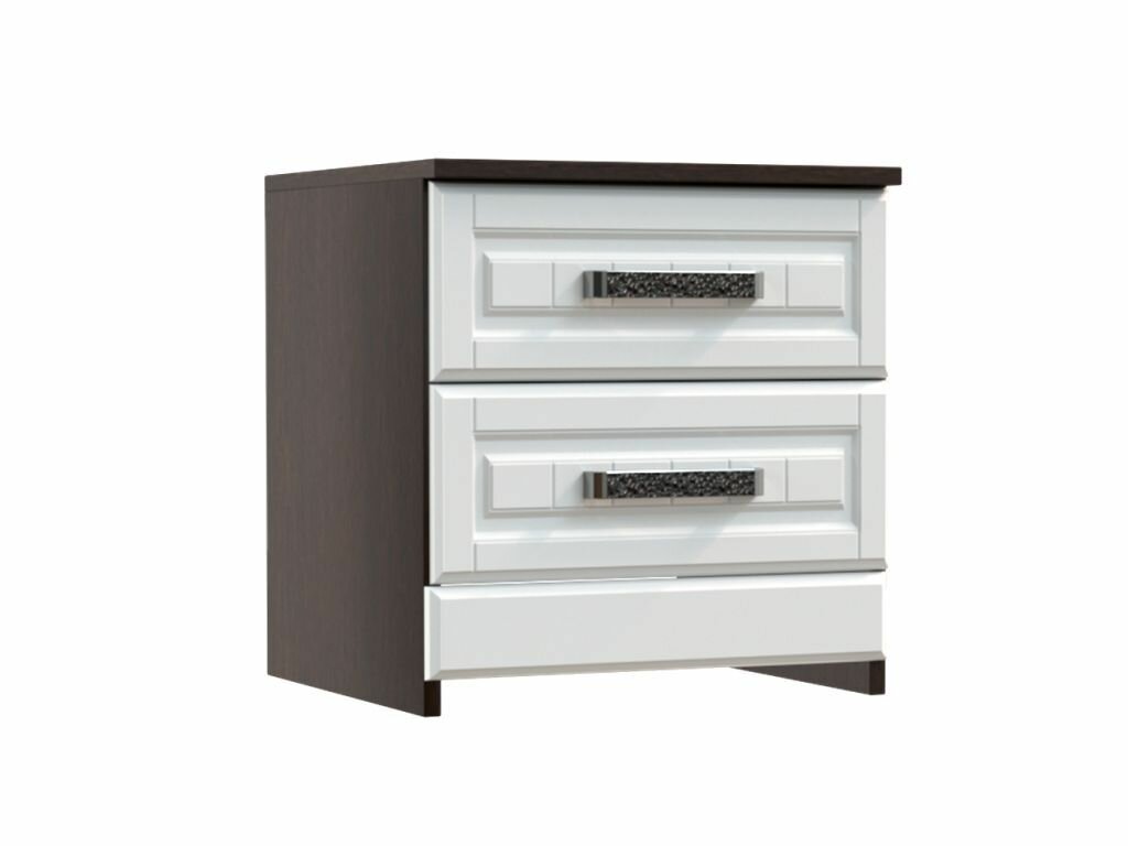 Тумба прикроватная ВЕНЕЦИЯ-1 Венге/Белое дерево ширина 40 см ЛДСП 2 ящика напольная для спальни
