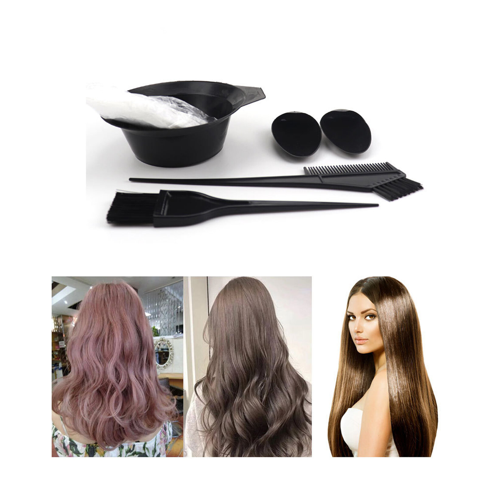 Набор из 7 предметов для смешивания красок для волос, кисти для окрашивания волос, расческа для окрашивания, миска для смешивания, защитные накладки на уши, перчатки, накидка для салона красоты для дома и салона, окрашивания волос, мелирования