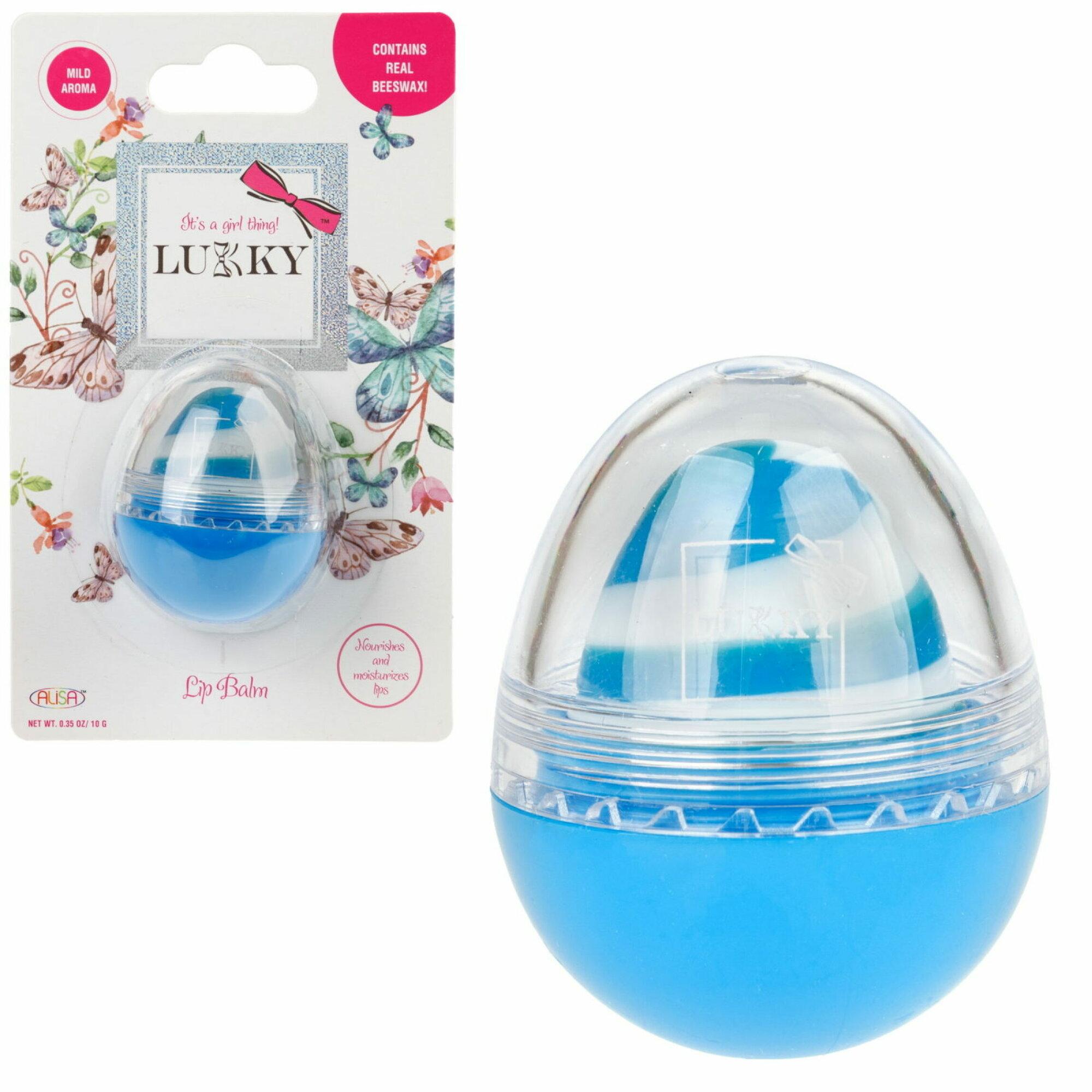 Детский бальзам для губ - яйцо Lukky морская лазурь, 10 г, для девочки