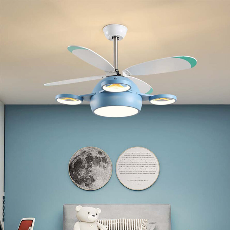 Креативный вентилятор-потолочный светильник с вентиляционными лопатями самолета для спальни