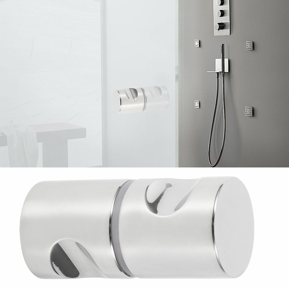 Дверная ручка для стеклянных дверей из нержавеющей стали 304, аксессуар для ванной комнаты и душевой кабинки, вес 334 г, размер после установки 6.6x3 см, диаметр отверстия 7 мм, толщина двери 8-12 мм, с 2 прокладками и винтами, 1 шт.