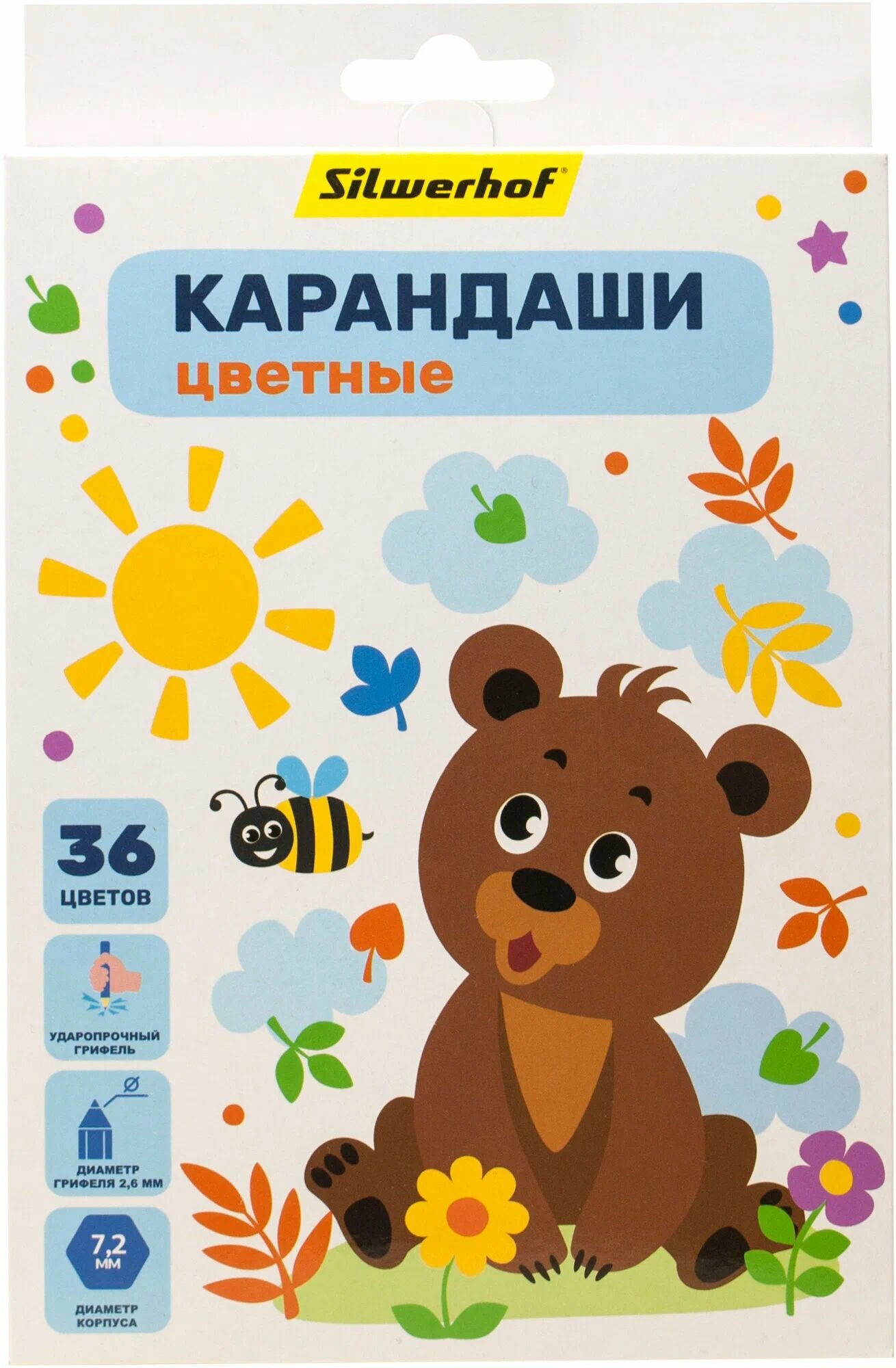 Цветные карандаши Silwerhof "Веселые друзья", 36 оттенков, 2,65 мм (1830206)