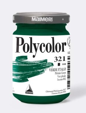Краска акриловая Maimeri Поликолор зеленый фталоцанин, 140мл