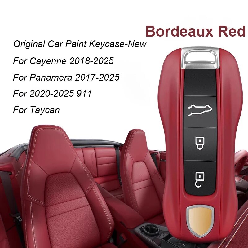 Чехол для ключей для Porsche Panamera Spyder Carrera Macan Boxster Cayman Bordeaux Red, B New