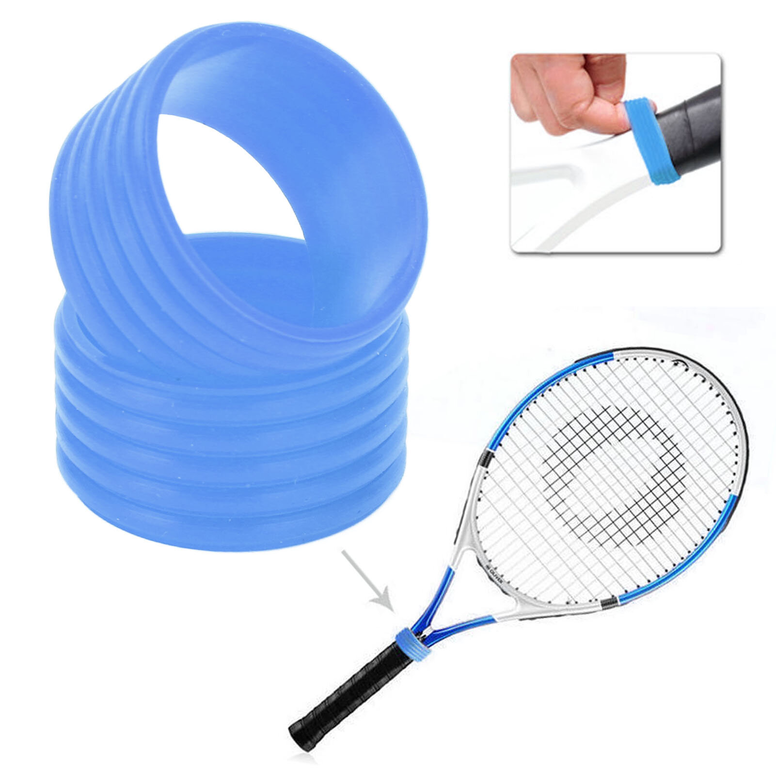 2 шт./компл, силиконовое кольцо с ручкой теннисной ракетки, поглощающее пот, фиксирующее кольцо для тенниса, синее