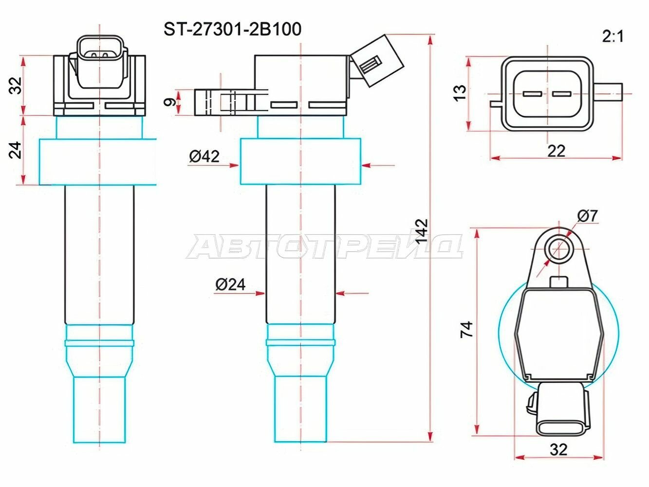 Катушка зажигания для Хендай Акцент, КИА Сид, K3, Рио арт ST273012B100 SAT