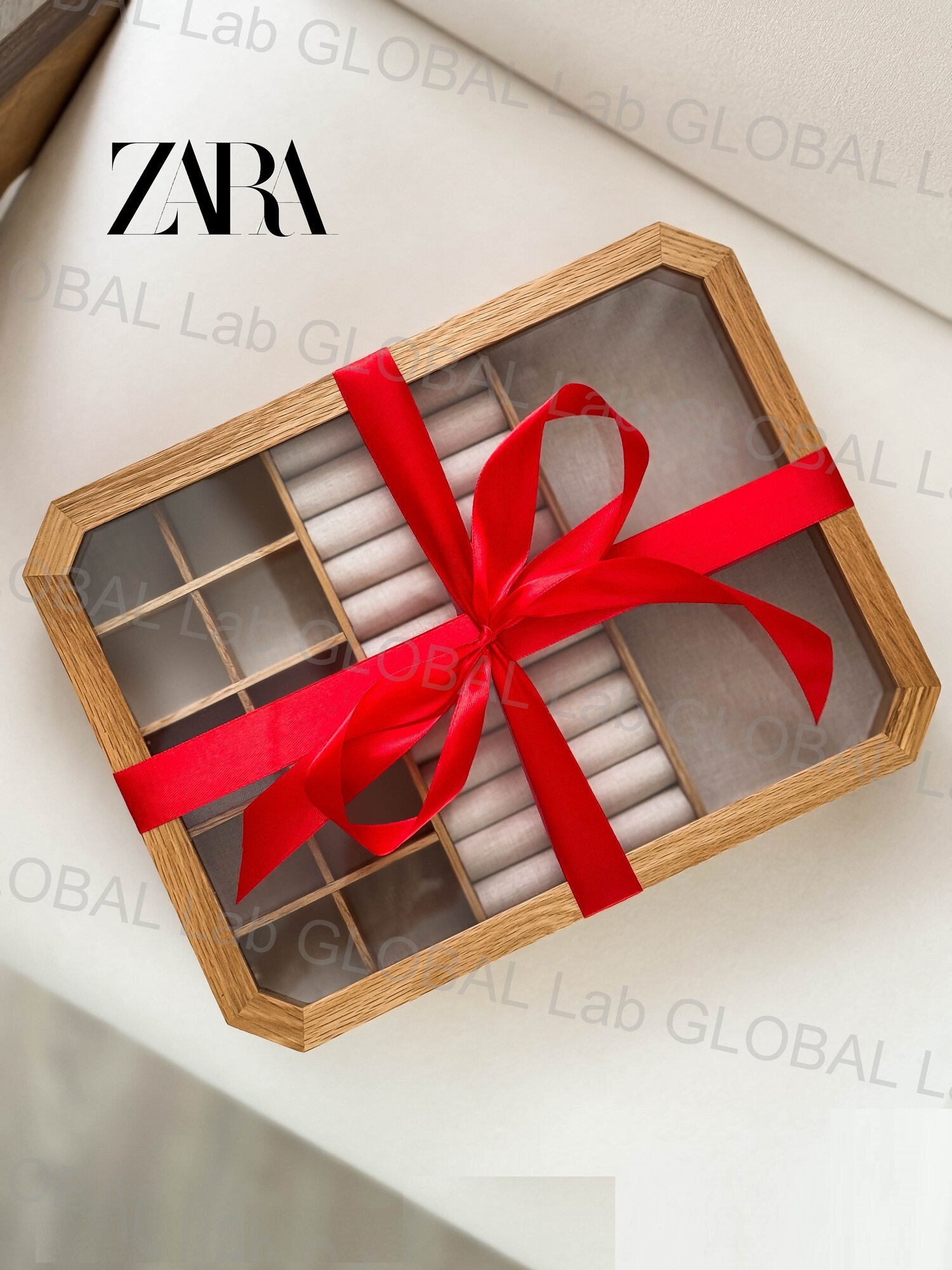 Шкатулка ZARA HOME, для украшений, дерево, цвет бук 23x30x6 см