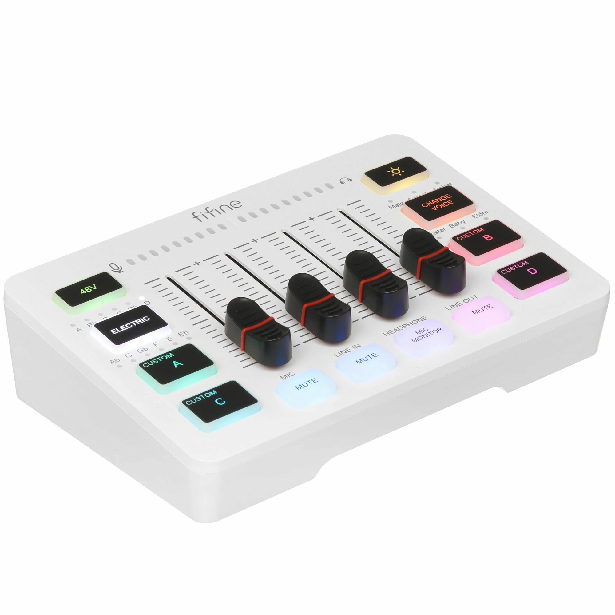 Микшер Fifine SC3, геймерский, мониторинг, RGB-подсветка, белый, USB