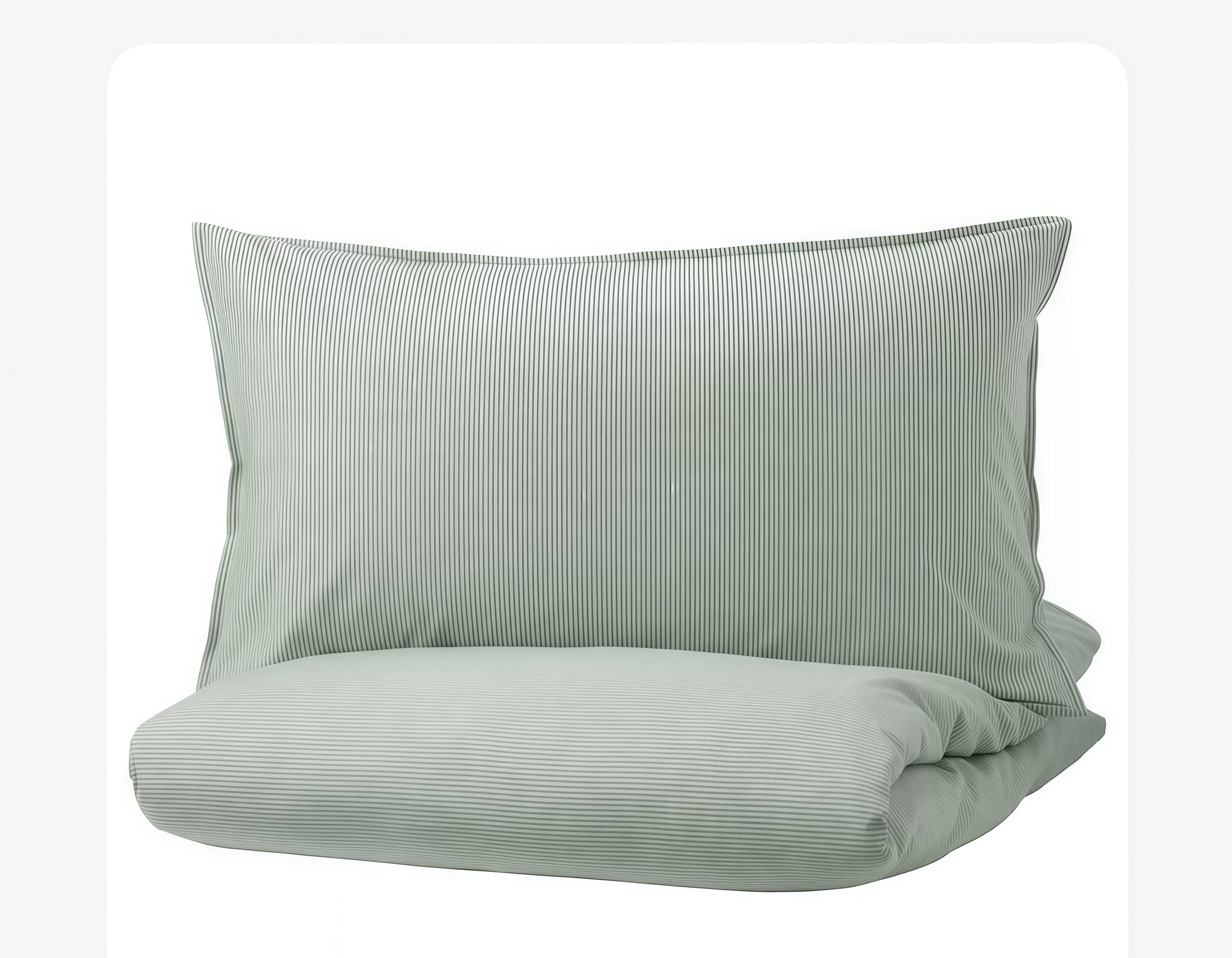 BERGPALM Постельное белье 1.5 спальное икеа, пододеяльник и 1 наволочка/зеленый/полоска 150x200/50x80 см (00423207)