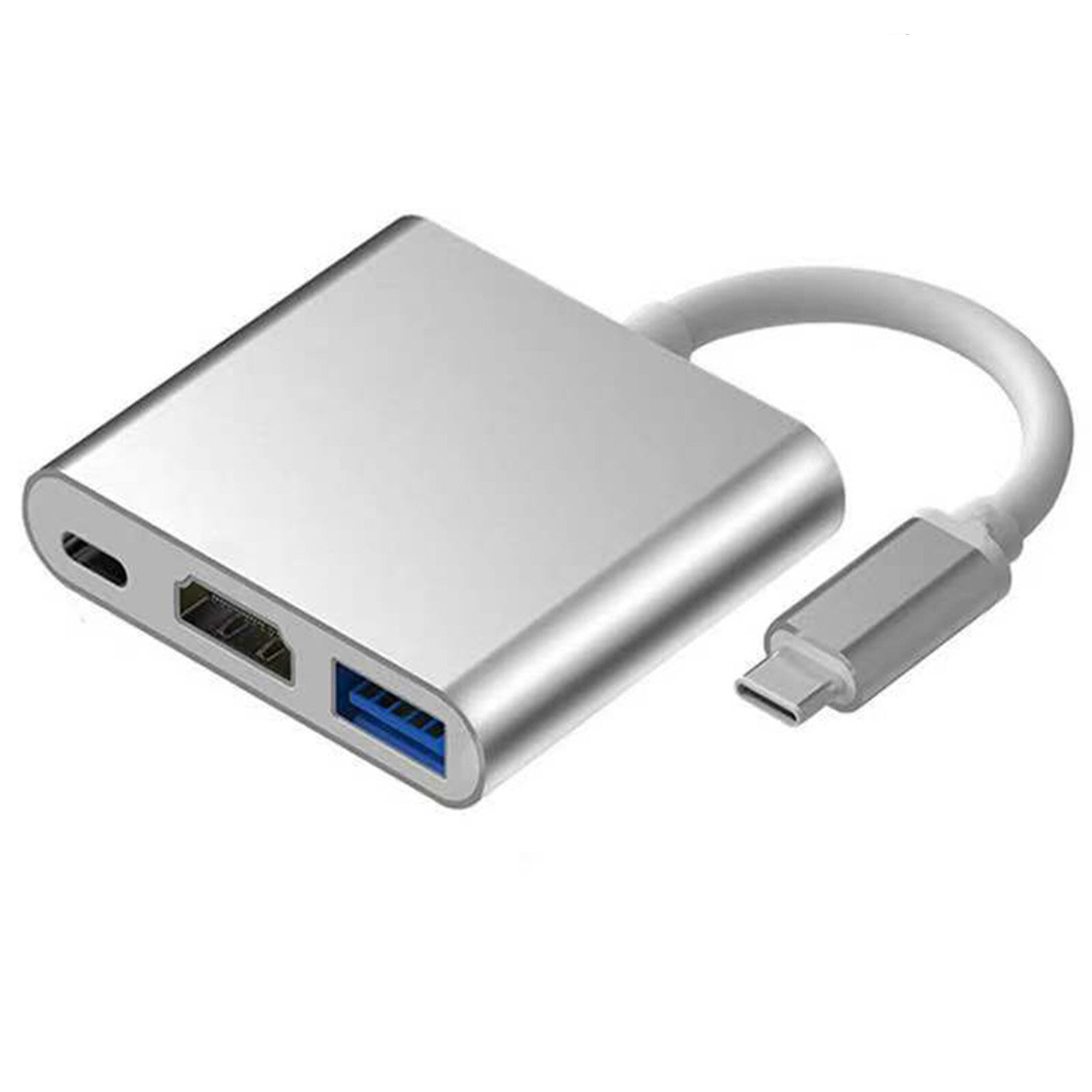 Многофункциональная портативная док-станция Type-C — USB 3 в 1 со скоростью 5 Гбит/с для дома и офиса, серебристая.
