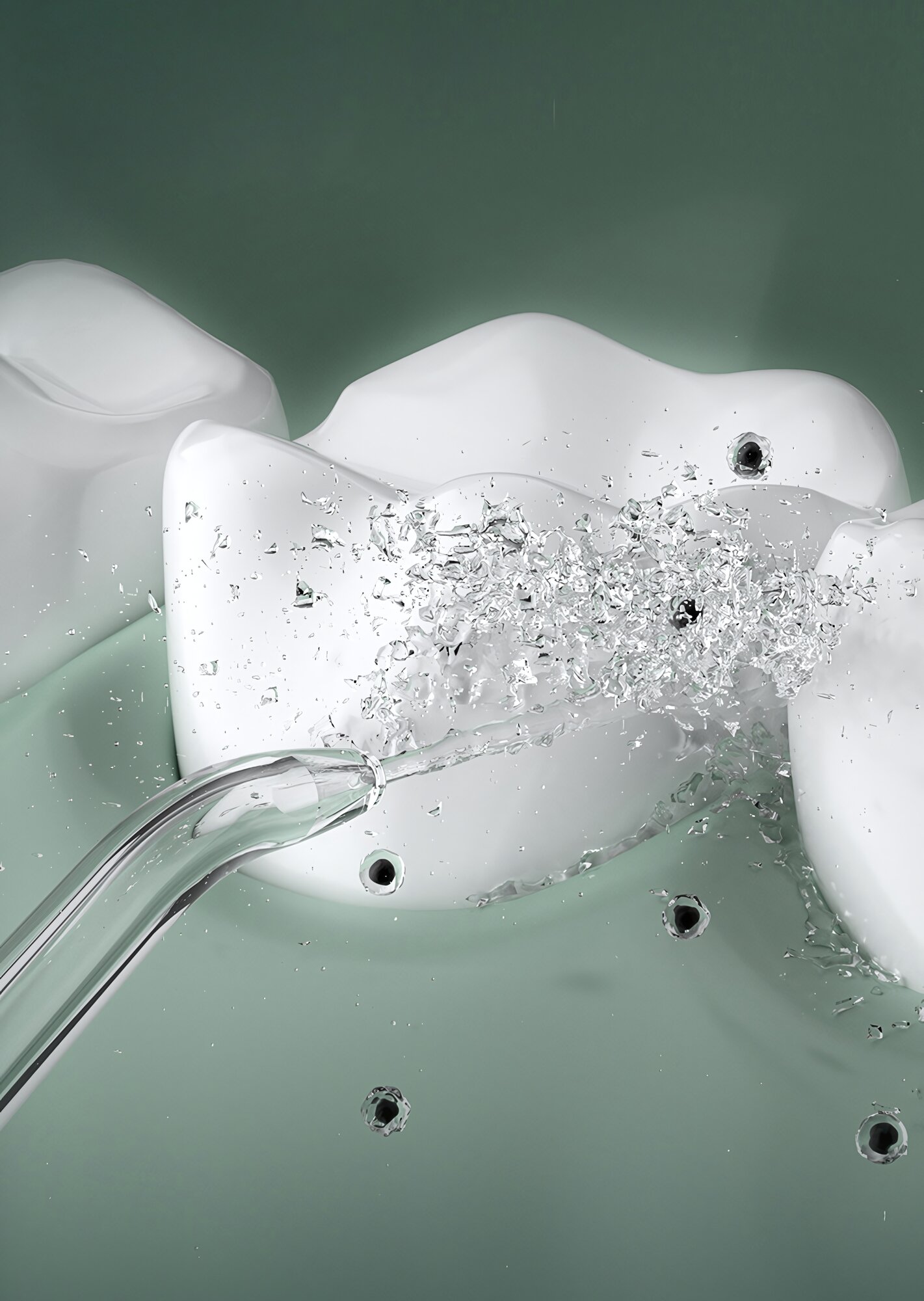 Портативный ирригатор Electric Water Flosser, 3 режима работы, 5 насадок, цвет зеленый