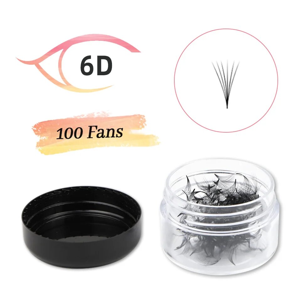 Вееры для наращивания ресниц C изгиб 8 мм, 6D (100-120 Fans)
