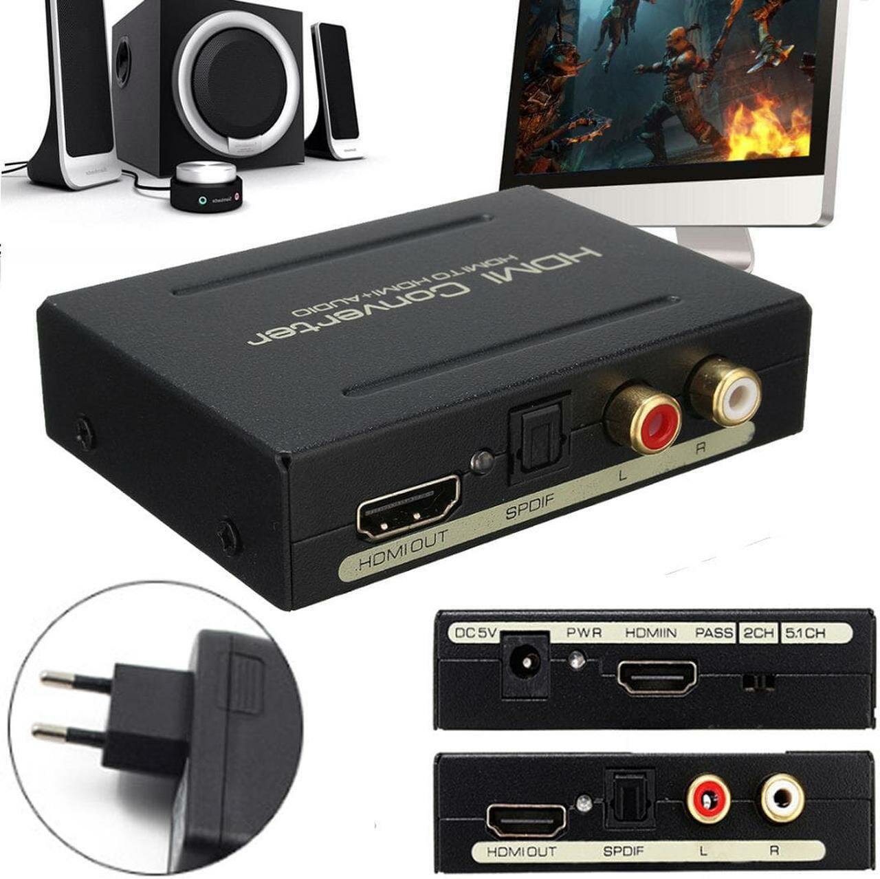 Аудио конвертер HDMI+Audio+SPDIF+R/L Аналоговые аудиопреобразователи
