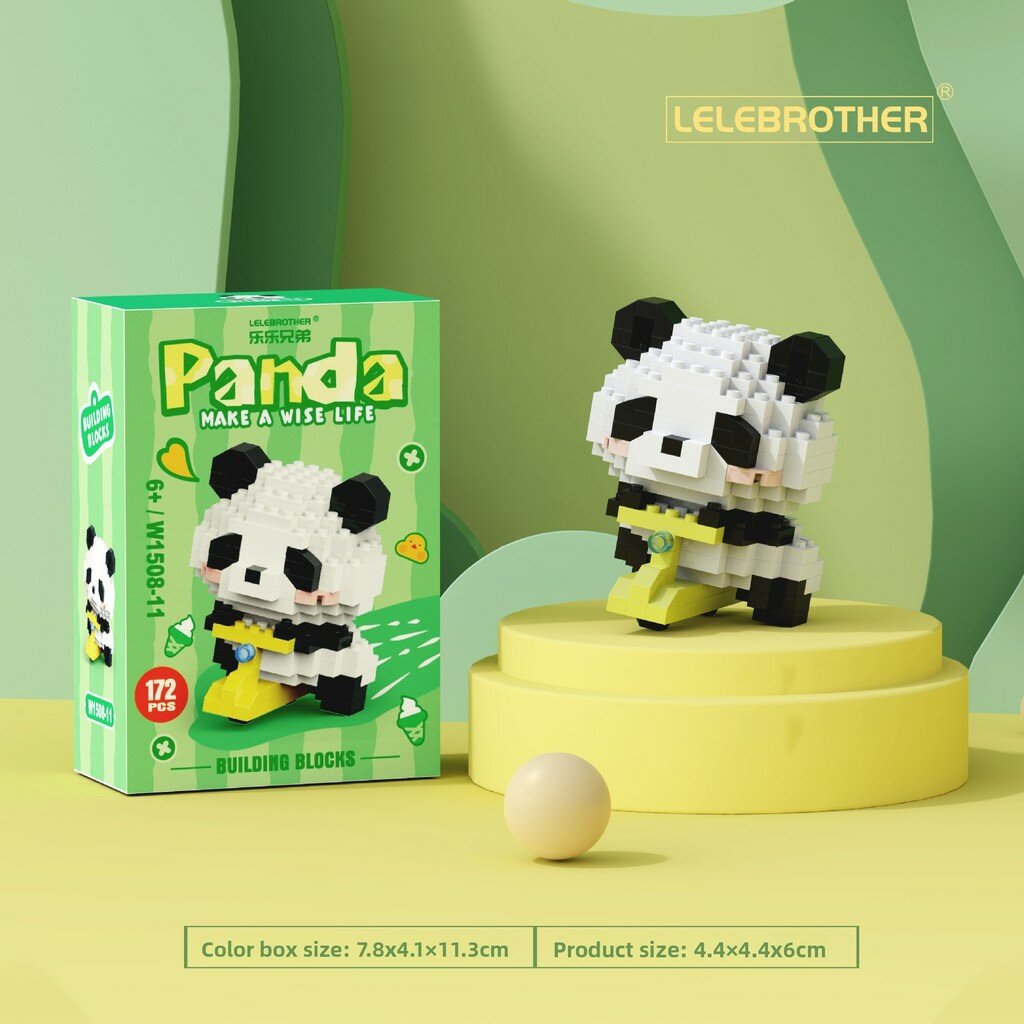 Micro bead construction kit for diy panda figurine creative play and gift