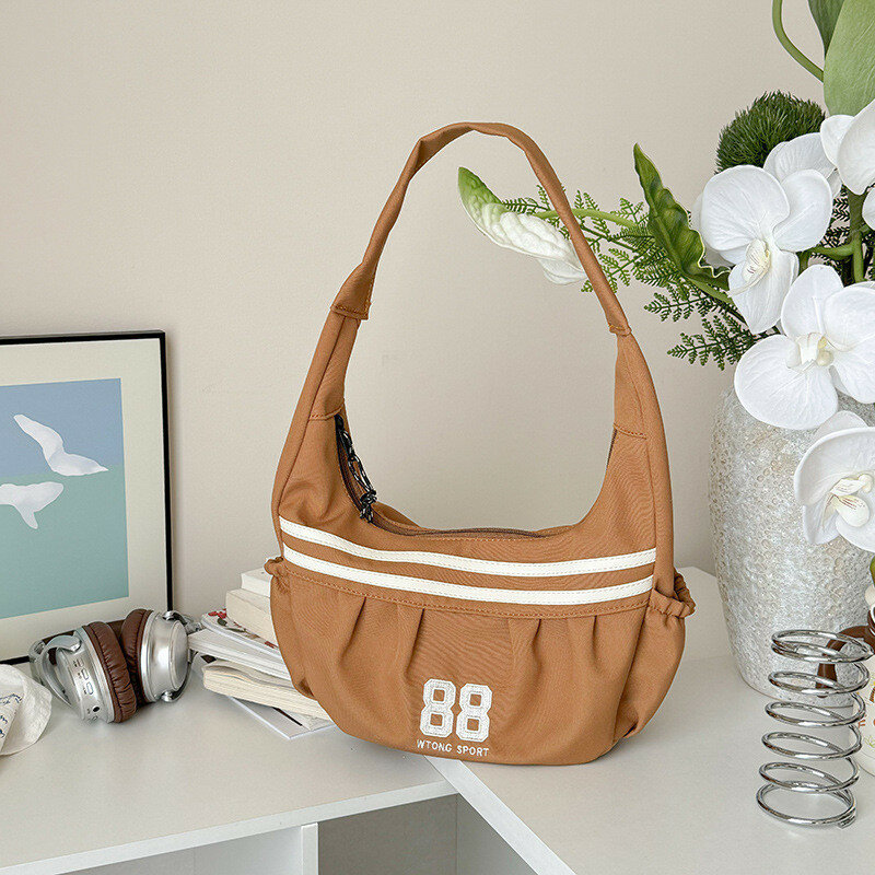 No ip kids nylon casual duffle bag with easy carry handle for school and outings light brown