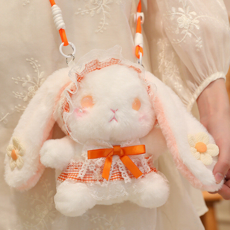 Cartoon plush doll carry all with rabbit shape for girl and teen fashion accessory