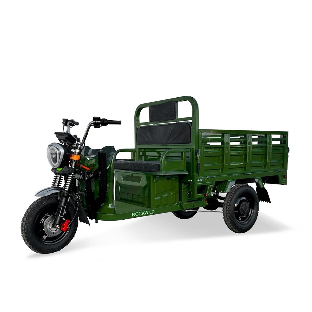 Грузовой электротрицикл Rockwild Cargo Pro Q05 -Зеленый, Мощность 2000W, Aккумулятор 45АH, грузоподъёмность 800кг