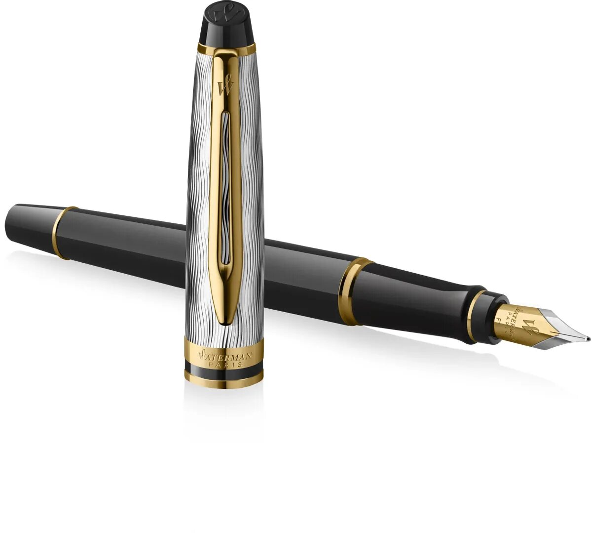 2200840 / Ручка перьевая Waterman Reflections of Paris Expert DeLuxe Black GT коробка подарочная (22