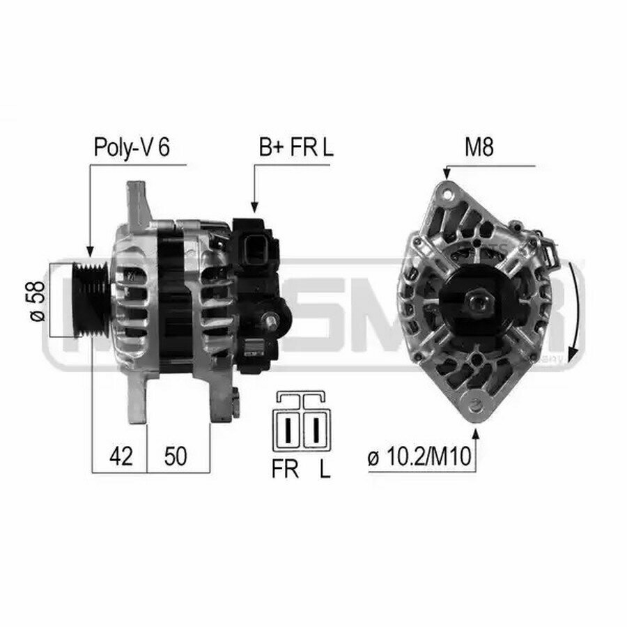 Генератор HYUNDAI SOLARIS/KIA RIO 1.4/1.6 11- 90A от официального дистрибьютора, ERA, артикул 210649