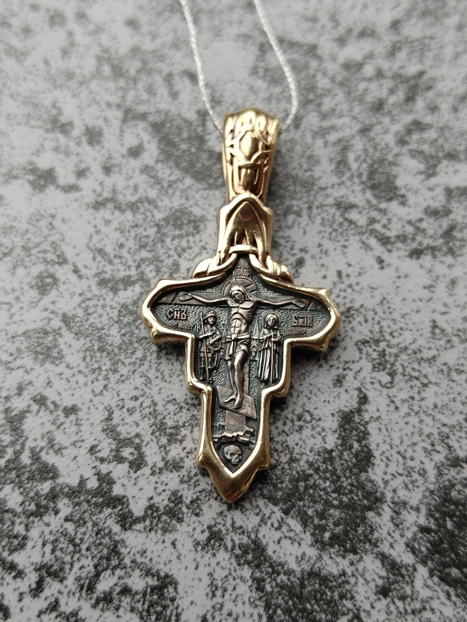 Крестик, серебро, 925 проба, золочение