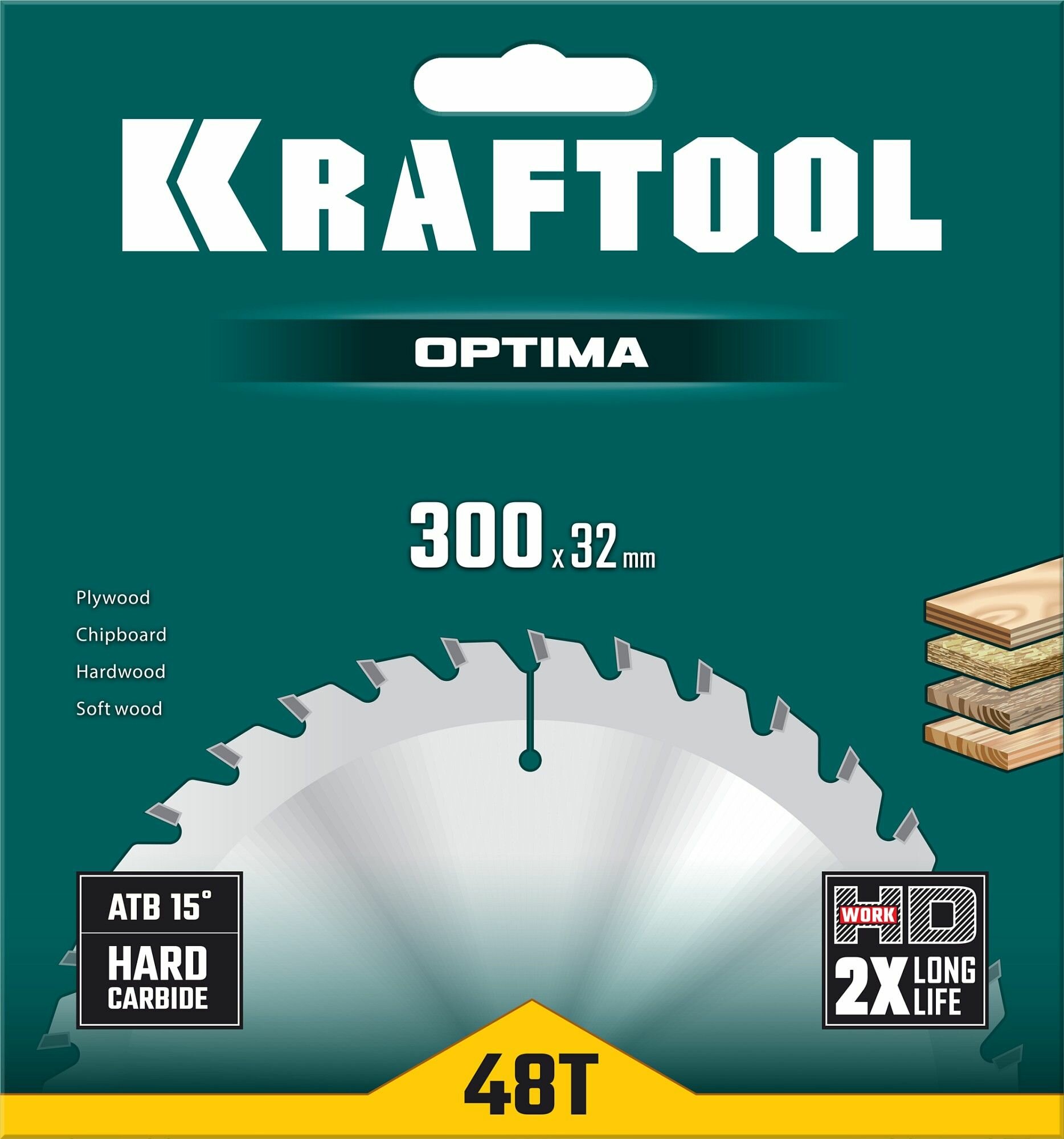 Диск пильный по дереву KRAFTOOL Optima, 300 х 32 мм, 48Т, арт. 36951-300-32
