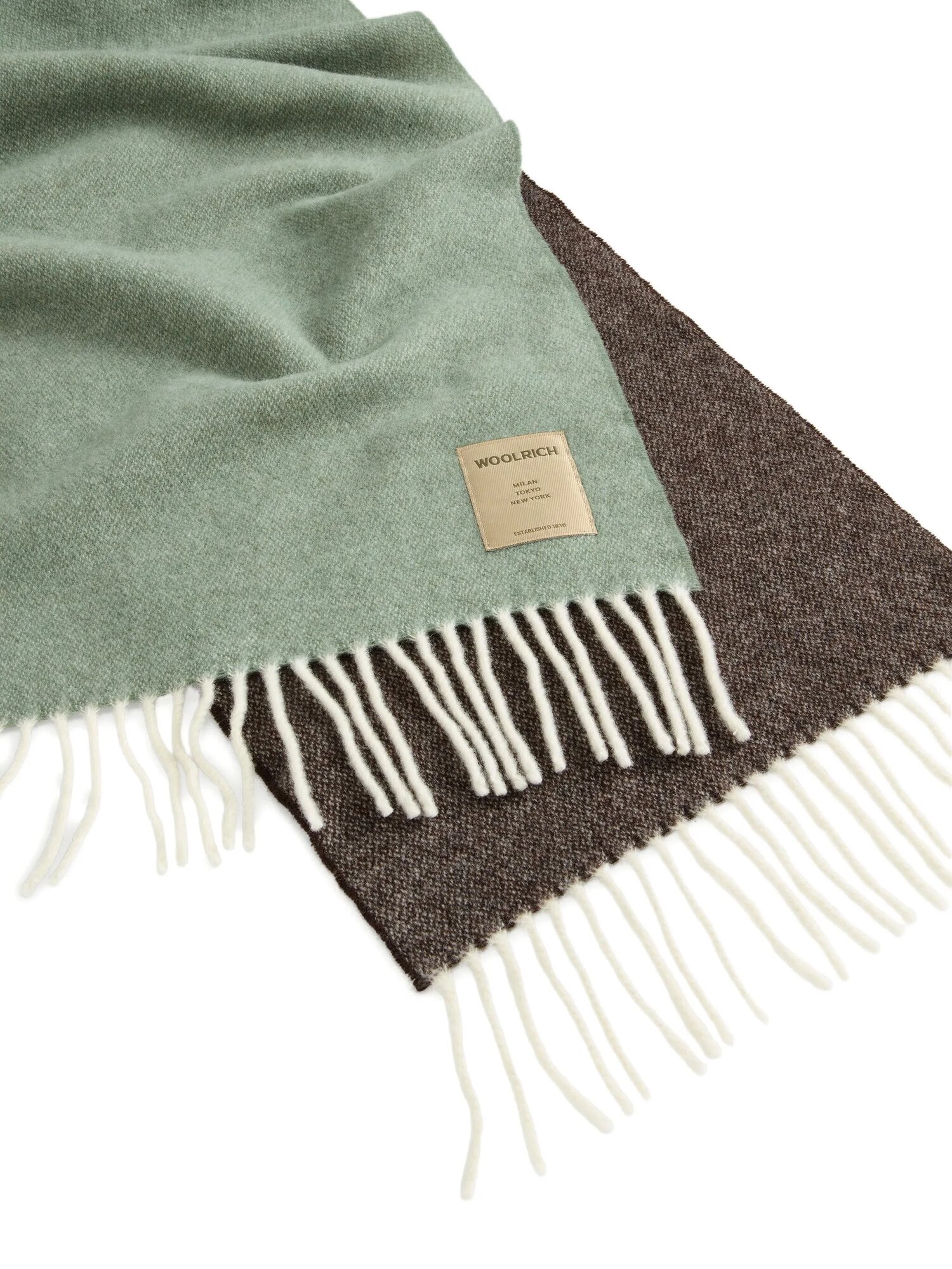 Шарф Woolrich Wool fringed scarf для девочек, зеленый, — фото 1