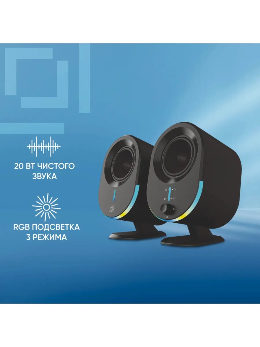 Колонки OK-303A 2.0 черный 20Вт BT
