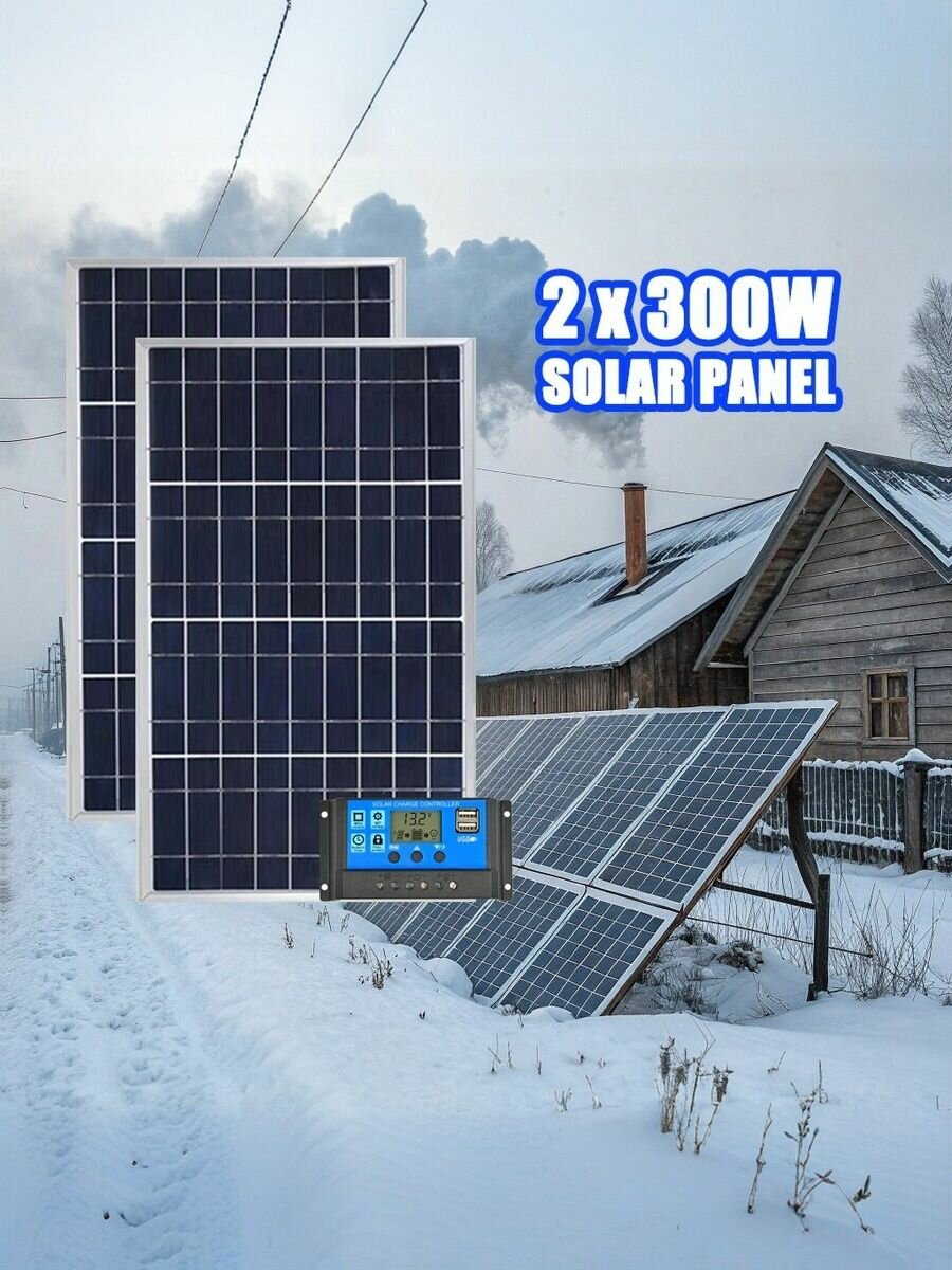 Солнечная панель 300W/600W 18V с контроллером 100A Мощный источник энергии для дома, кемпинга и авто